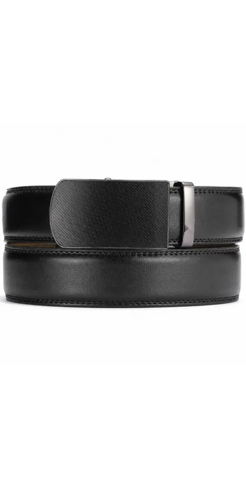 MIO MARINO Soft-flex Genuine Leather Ratchet Belt With Brushed Metal Automatic Buckle - Vertex