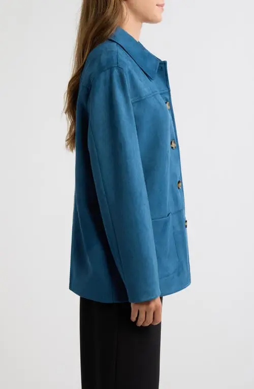 Anne Klein Faux Suede Pointed Collar Jacket