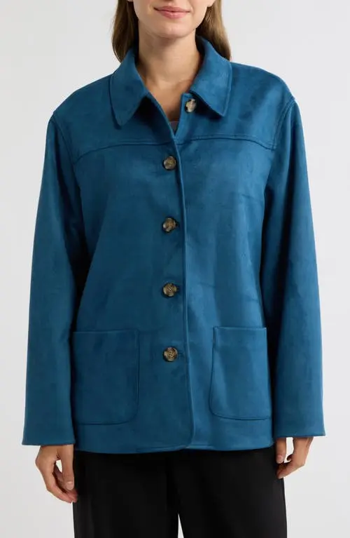 Anne Klein Faux Suede Pointed Collar Jacket