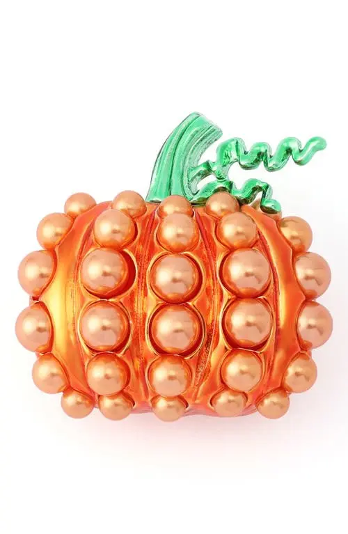 Betsey Johnson Imitation Pearl Pumpkin Brooch - Orange