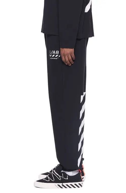 L/AB C/O OFF-WHITE Diagonal Stripe Logo Cotton French Terry Joggers - Black