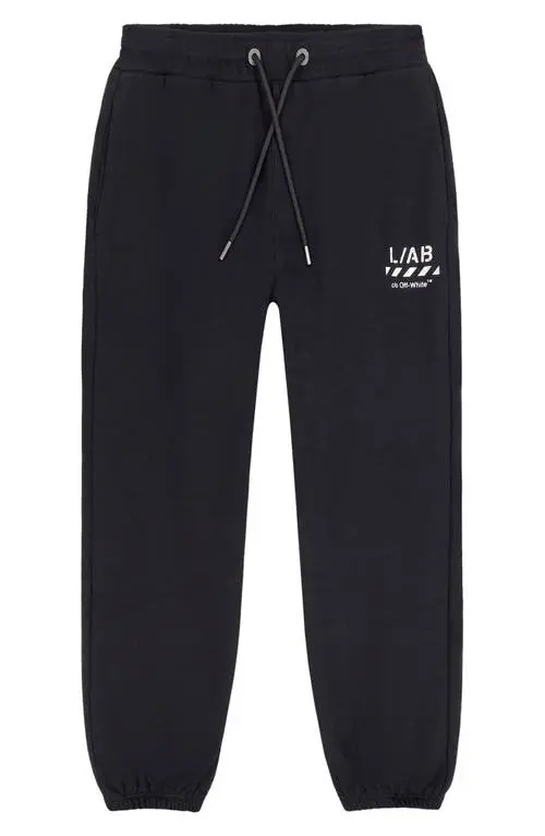 L/AB C/O OFF-WHITE Diagonal Stripe Logo Cotton French Terry Joggers - Black