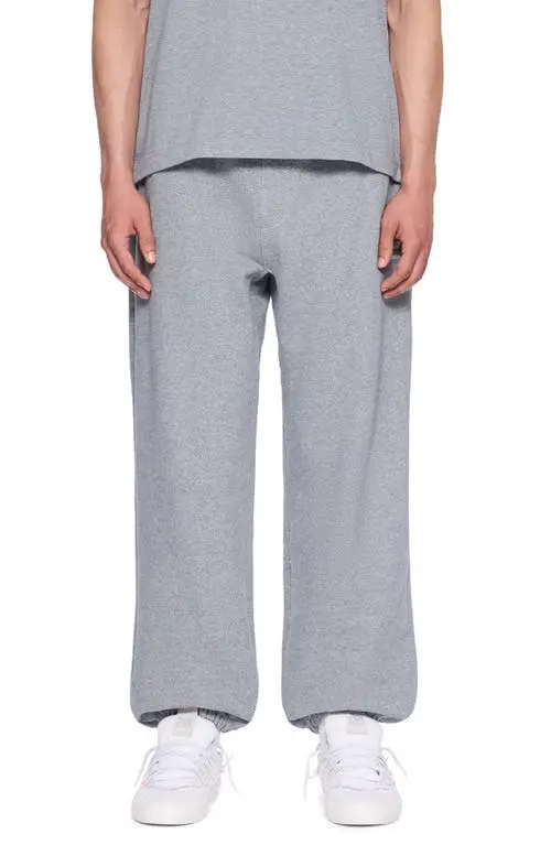L/AB C/O OFF-WHITE Diagonal Stripe Logo Cotton French Terry Joggers - Heather Grey