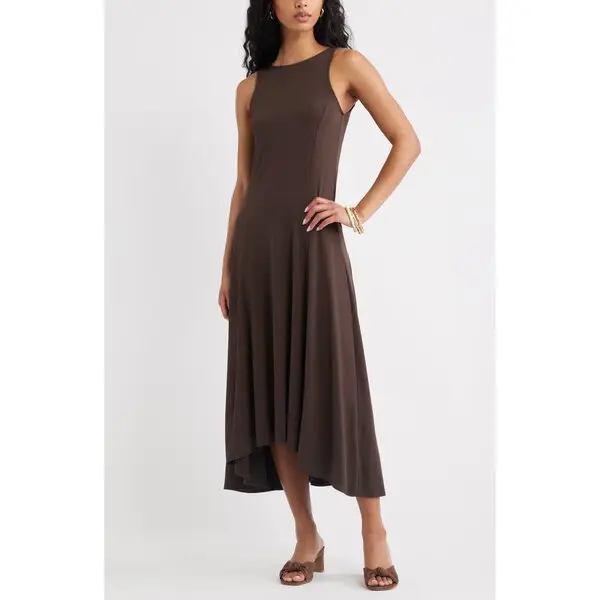 OPEN EDIT High-low Sleeveless Midi Dress - Brown Seal