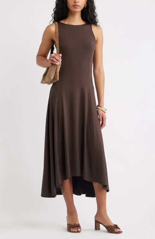 OPEN EDIT High-low Sleeveless Midi Dress - Brown Seal