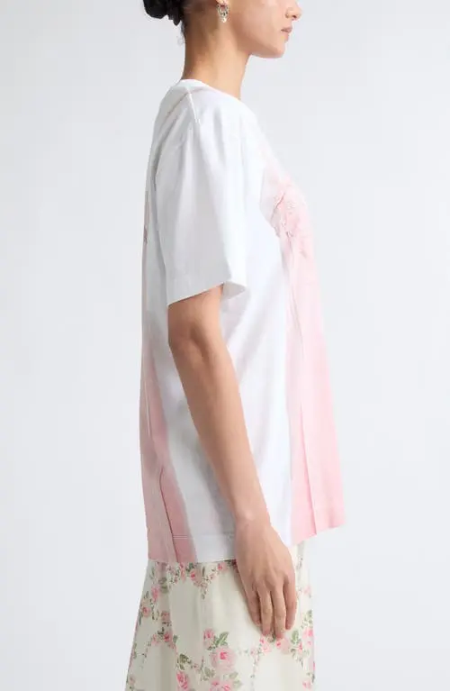 Simone Rocha Cotton T-shirt With Satin Slipdress Graphic - White/soft Pink