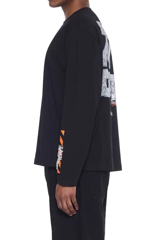 L/AB OFF-WHITE Off Active Tape Appliqué Long Sleeve Graphic T-shirt