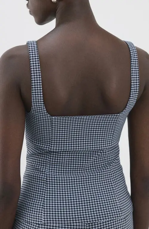 Mango Victoria Gingham Square Neck Top