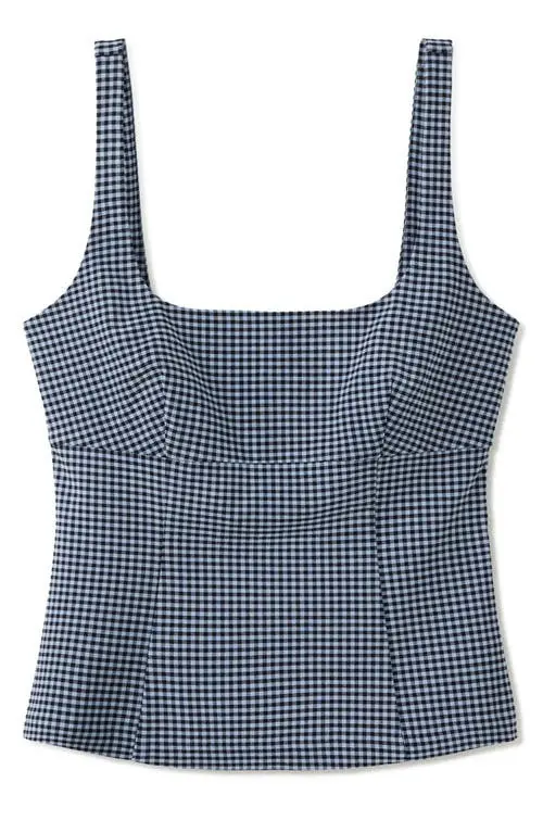 Mango Victoria Gingham Square Neck Top