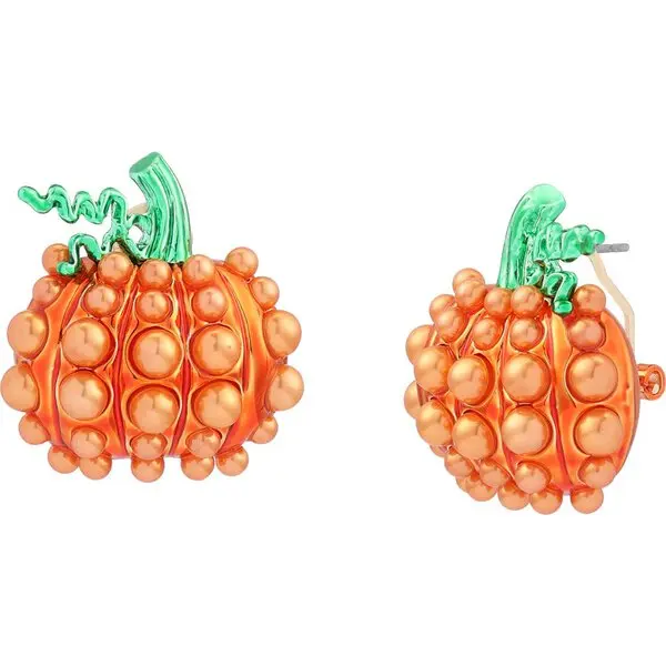 Betsey Johnson Imitation Pearl Pumpkin Stud Earrings