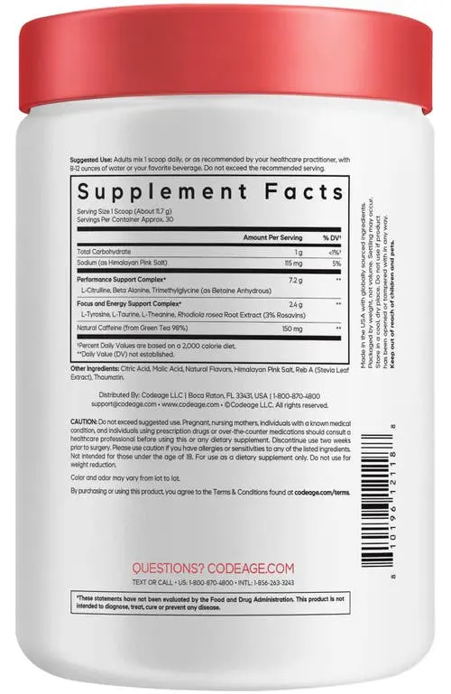 CODEAGE Pre-workout Energy Elite Maxmixed Berry