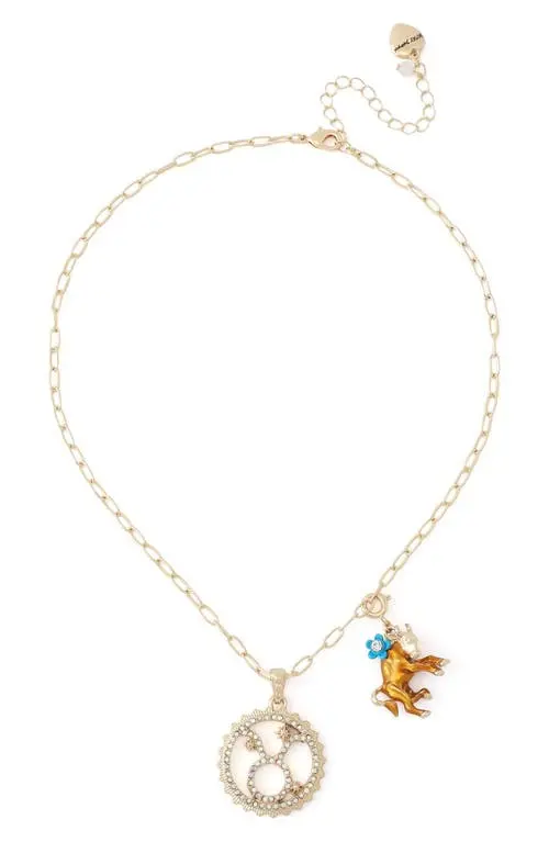 Betsey Johnson Gemini Charm Pendant Necklace - Brown-taurus