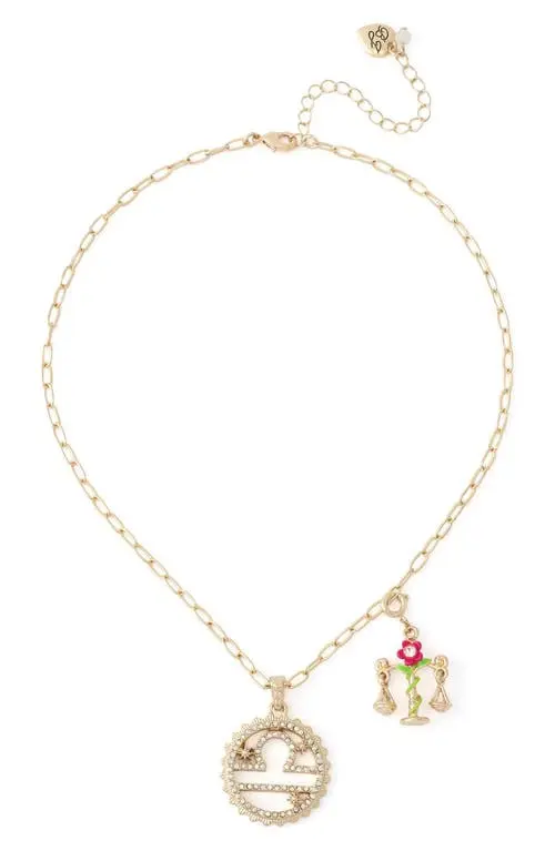 Betsey Johnson Gemini Charm Pendant Necklace - Fuchsia-libra
