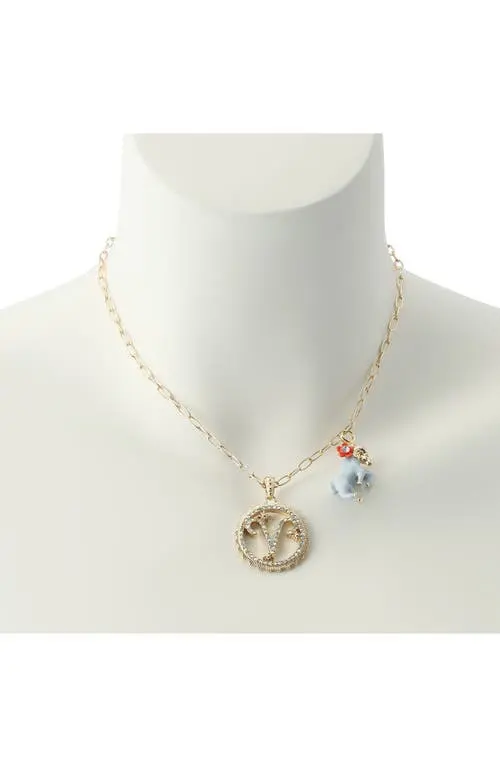 Betsey Johnson Gemini Charm Pendant Necklace - Light Blue-aries