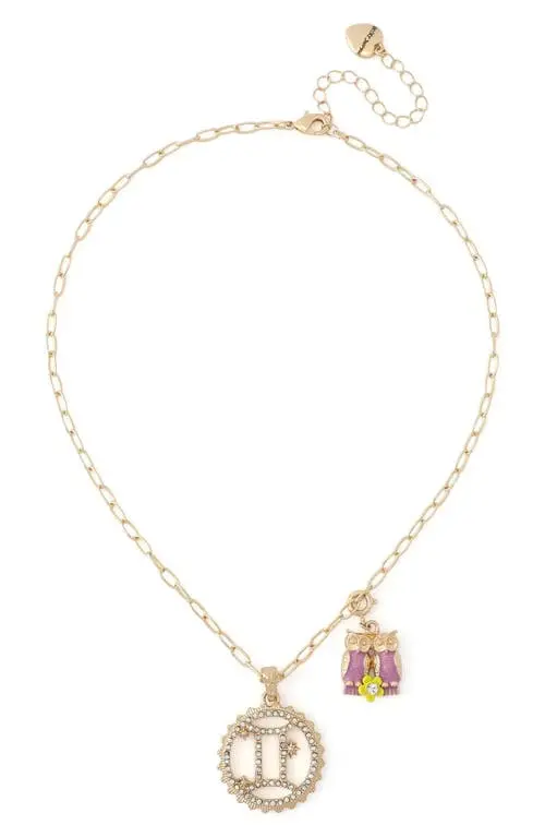Betsey Johnson Gemini Charm Pendant Necklace - Light Pink-gemini