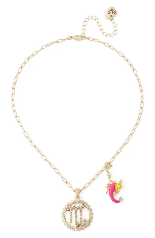Betsey Johnson Gemini Charm Pendant Necklace - Pink-scorpio