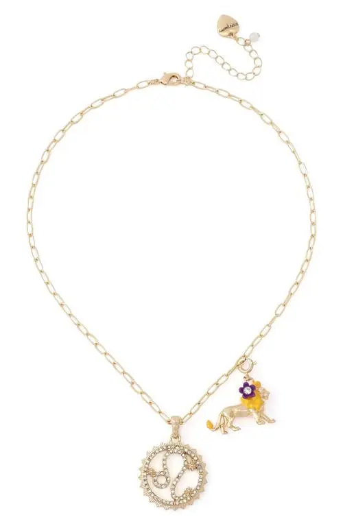 Betsey Johnson Gemini Charm Pendant Necklace - Yellow-leo