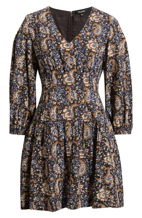 Madewell Paisley Floral Long Sleeve Cotton Dress