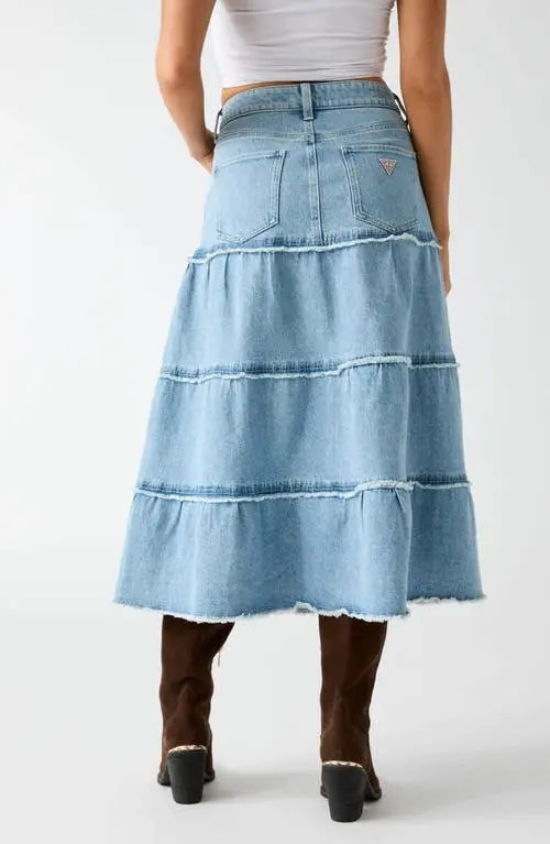 Guess Rori Tiered Denim Midi Skirt