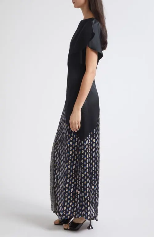Staud Fawn Stretch Silk Dress With Printed Panel