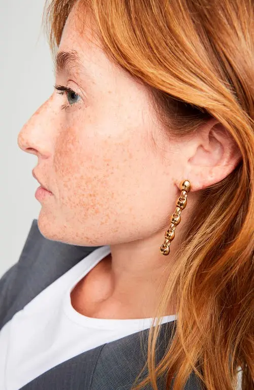 UNODE50 Long Plated Earrings With Ball-shaped Links