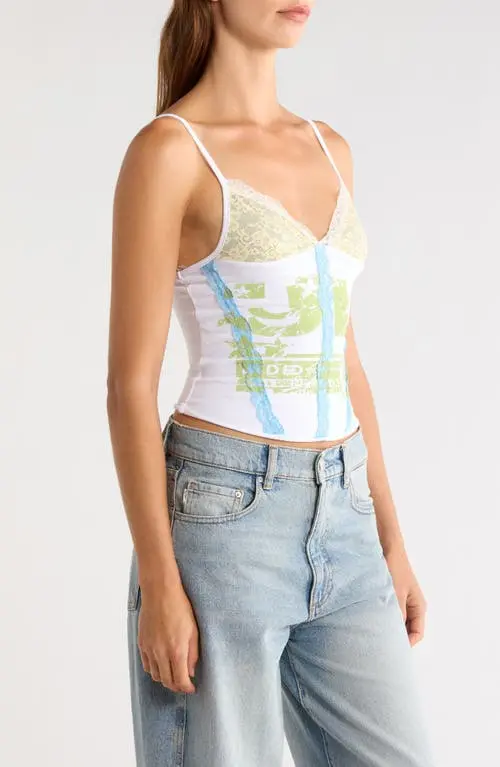 JADED LONDON White Jersey Camisole With Lace Detail