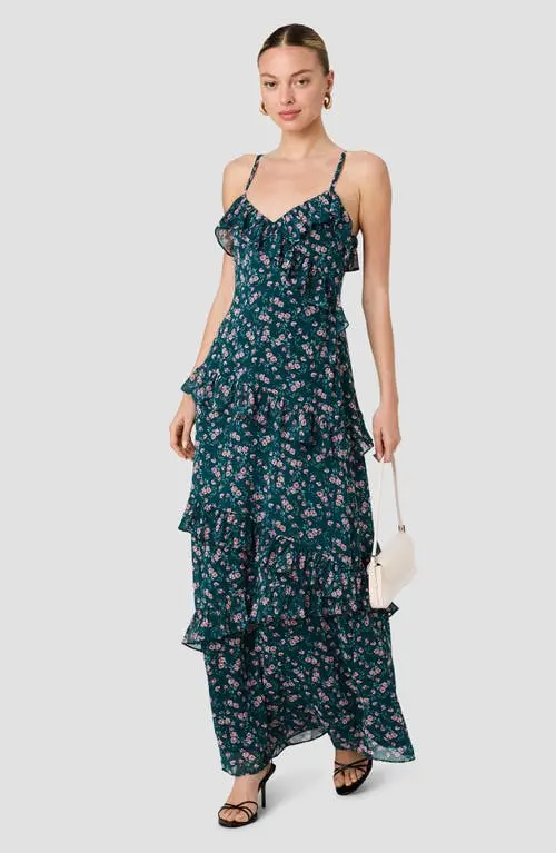 French Connection Marina Lucia Floral Chiffon Tiered Maxi Dress