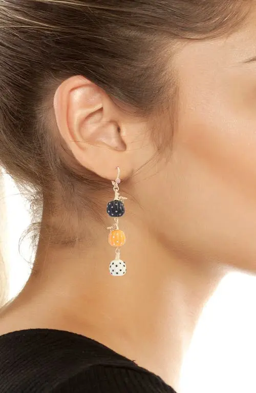 Betsey Johnson Pumpkin Linear Drop Earrings