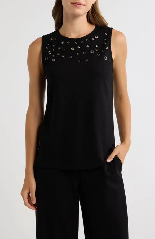 Anne Klein Sleeveless Grommet Shell - Anne Black