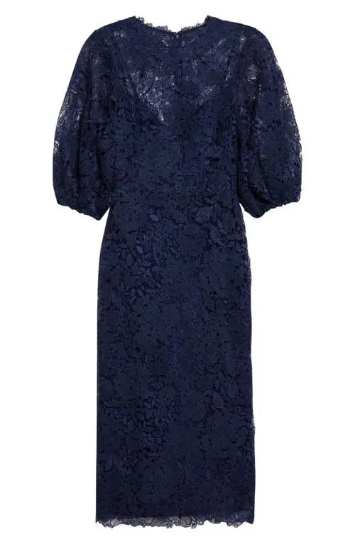 Carolina Herrera Lace Midi Pencil Dress With Balloon Sleeves