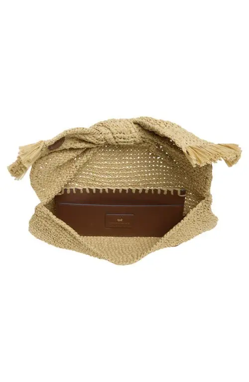 ANYA HINDMARCH Oversize Bow Raffia Clutch - Natural