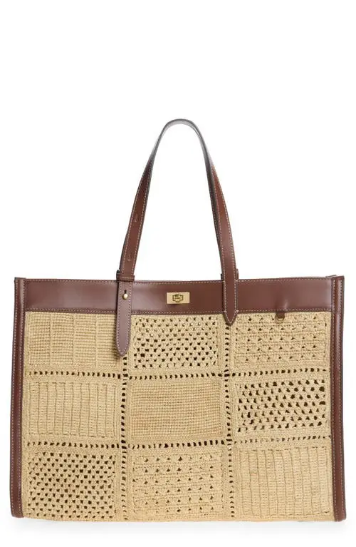 ANYA HINDMARCH Mortimer Patchwork Crochet Raffia Tote