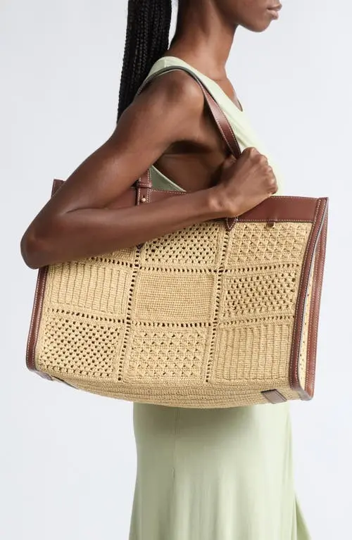 ANYA HINDMARCH Mortimer Patchwork Raffia Tote