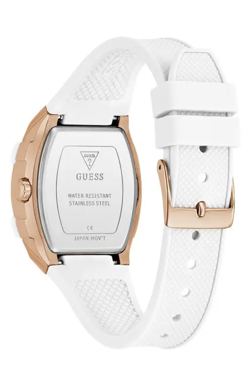 Guess Phoenix Tonneau Multifunction Watch With Silicone Strap