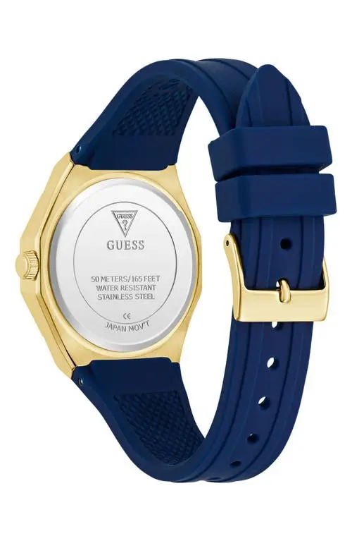 Guess Desire Crystal And Mother-of-pearl Watch With Silicone Strap