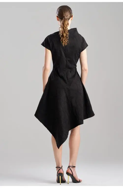 Natori Embroidered Faux Suede Asymmetrical Hem Dress