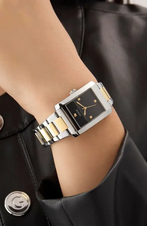 Guess Bonnie Diamond Two-tone Bracelet Tank Watch