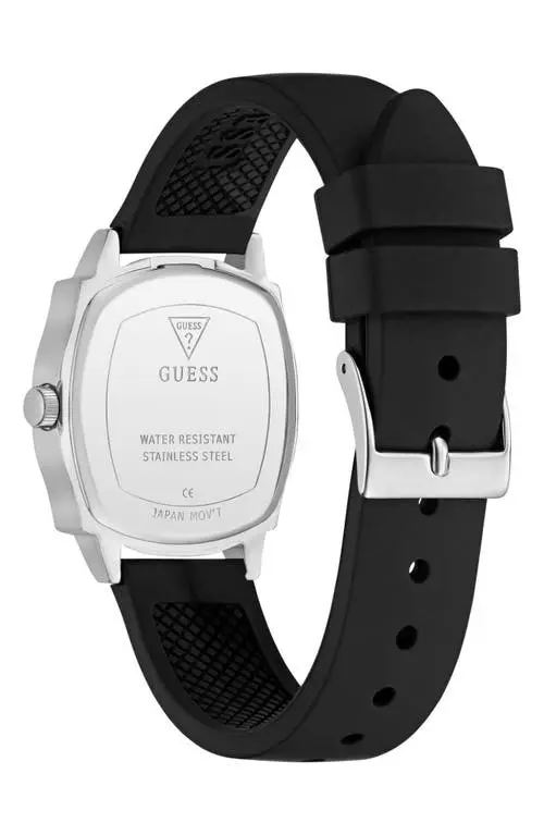 Guess Mother-of-pearl Crystal Bezel Silicone Strap Watch