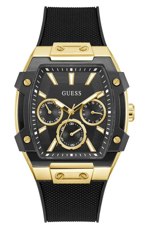 Guess Chronograph Watch With Silicone Strap - Black