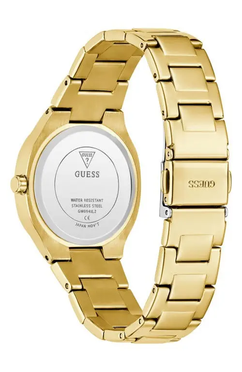 Guess Goldtone & Crystal Skeleton Bracelet Watch