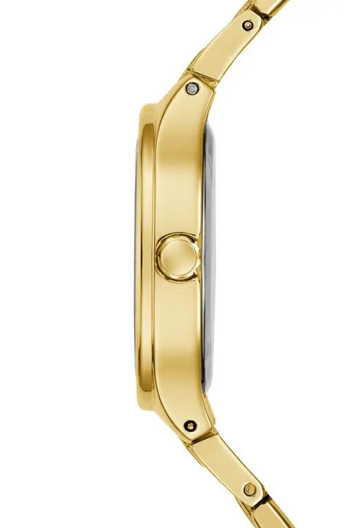 Guess Goldtone & Crystal Skeleton Bracelet Watch