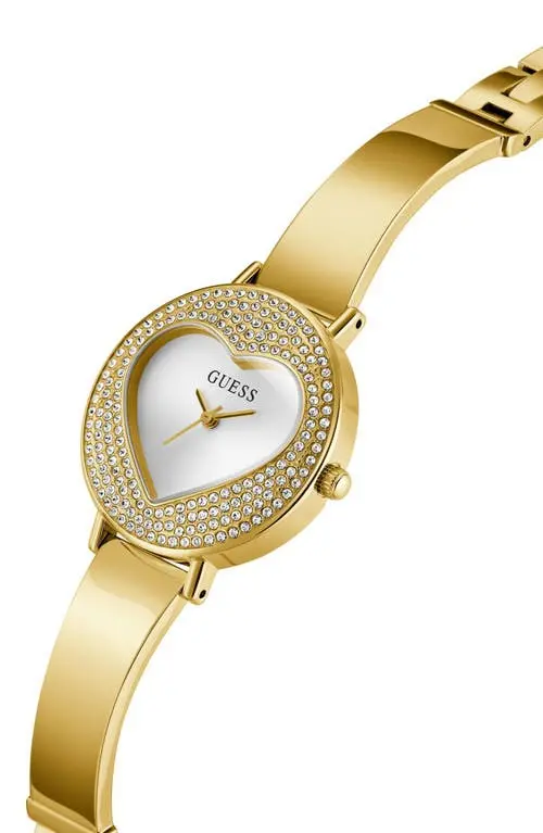 Guess Crystal Heart Dial Bracelet Watch - White/gold