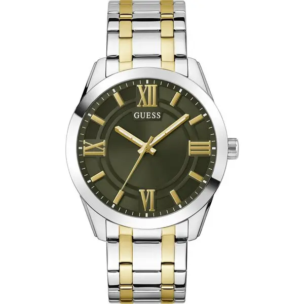 Guess Elliot Green Dial Two-tone Bracelet Watch