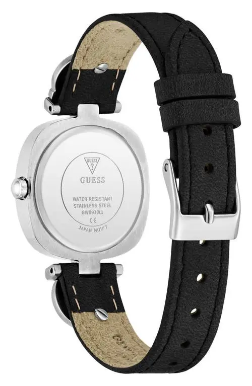 Guess Crystal G-logo Leather Strap Watch