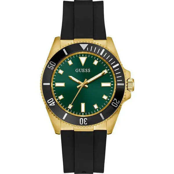 Guess Cliff Silicone Strap Watch - Black/gold