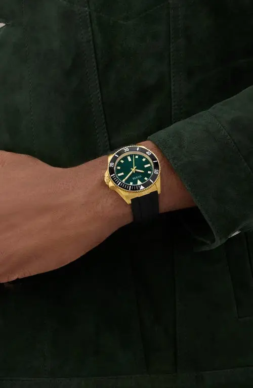 Guess Cliff Silicone Strap Watch - Black/gold