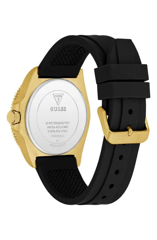 Guess Cliff Silicone Strap Watch - Black/gold