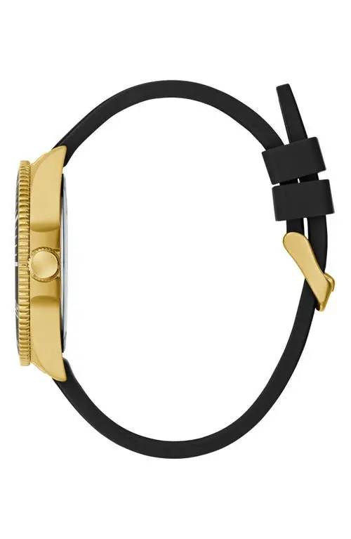 Guess Cliff Silicone Strap Watch - Black/gold