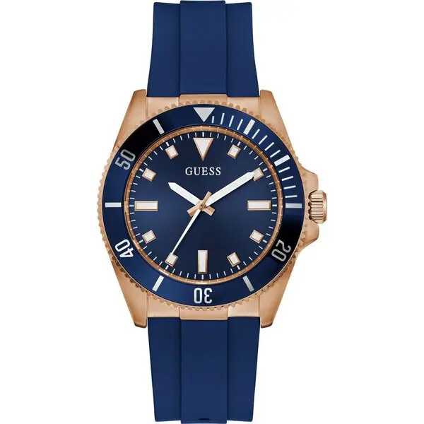 Guess Cliff Watch With Silicone Strap - Blue