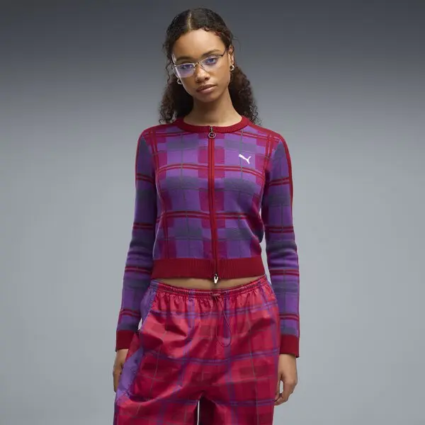 PUMA T7 Tartan Knitted Zip-up Cardigan
